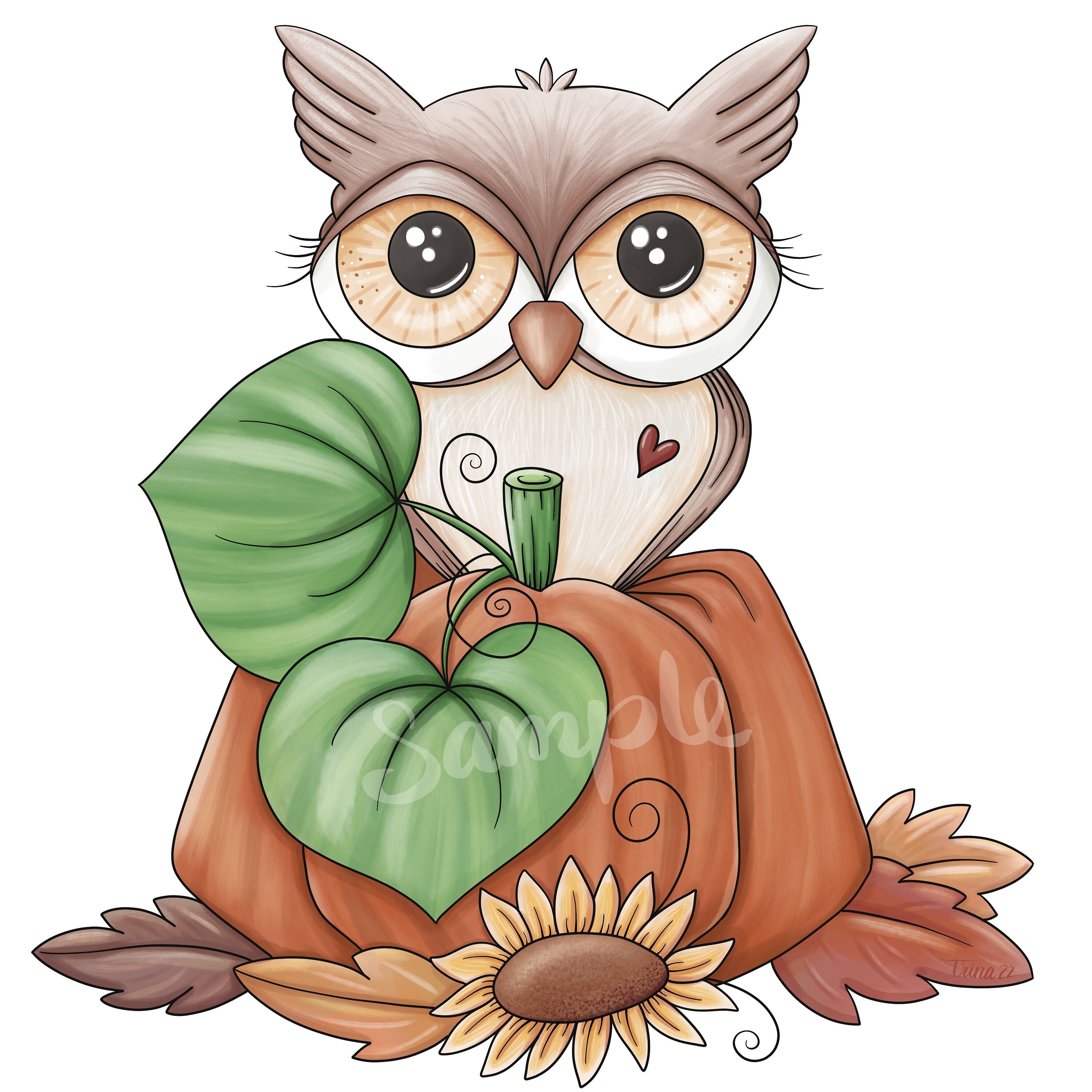 Fall Owl on a Pumpkin - PNG Clipart Commercial Use Instant Digital ...