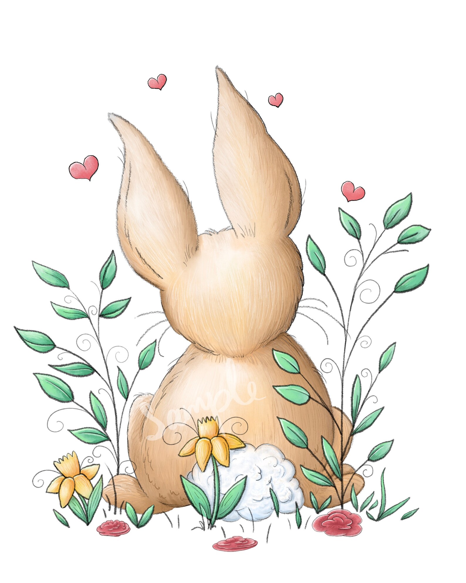 Watercolor Bunny Rabbit - PNG Clipart Commercial Use Instant Digital ...