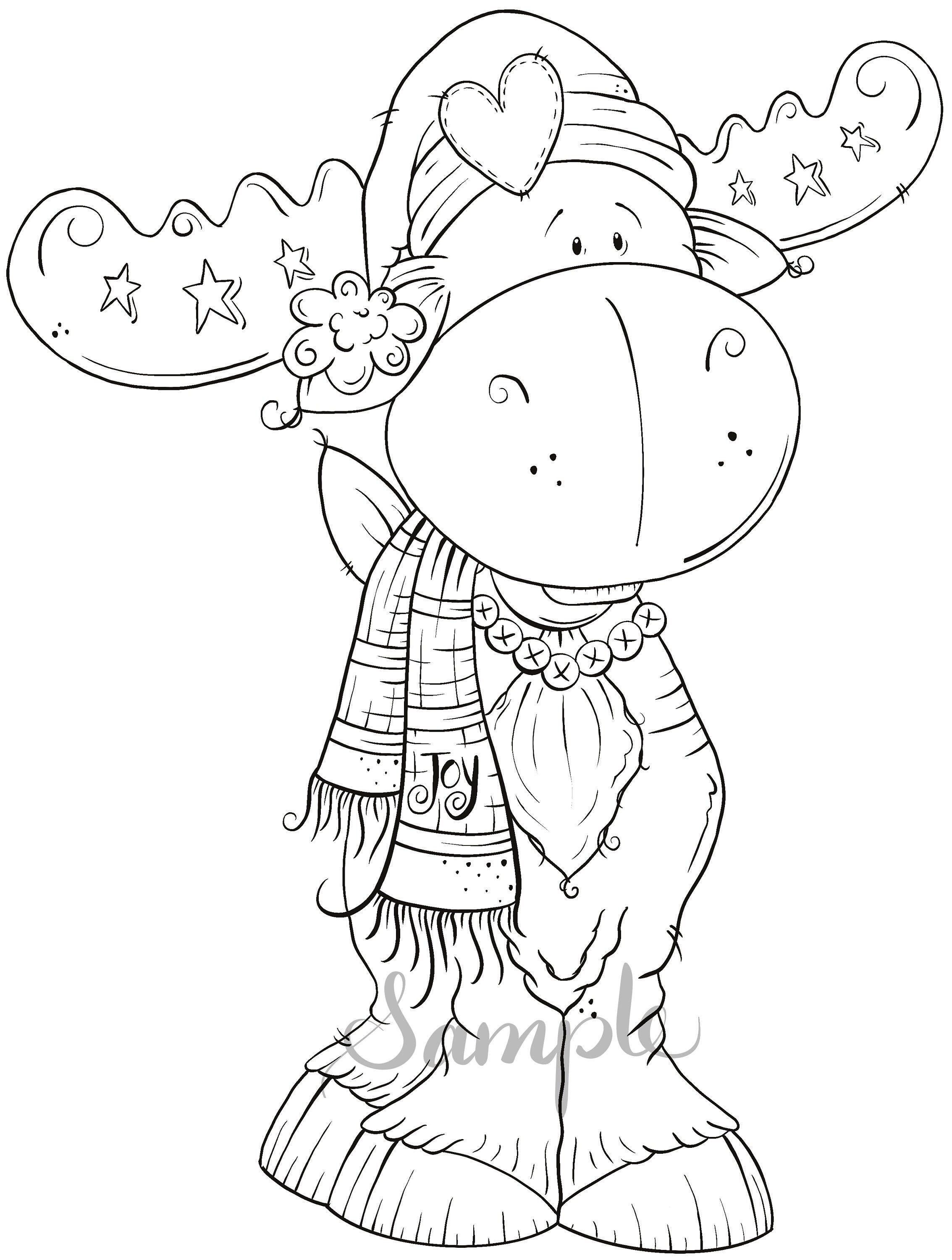 Winter Molly Moose Coloring Page Line Art PNG Clipart - Etsy