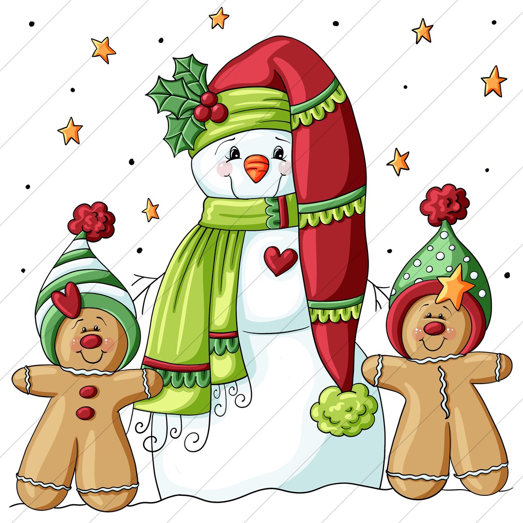 Snowman & Gingerbread Kids - PNG Clipart Commercial Use Instant Digital ...