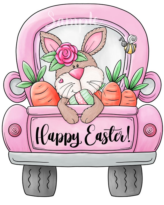 Easter Bunny and Truck PNG Clipart Commercial Use Instant - Etsy