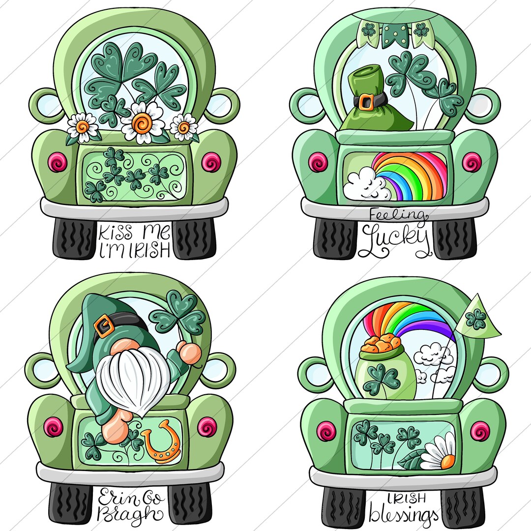 St Patrick's Day Pick up Trucks - Clip Art Designs Graphics ...