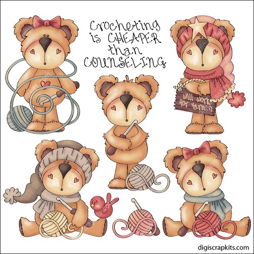 Rainy Day Bears 1 Clip Art Designs Graphics Illustrations - Etsy