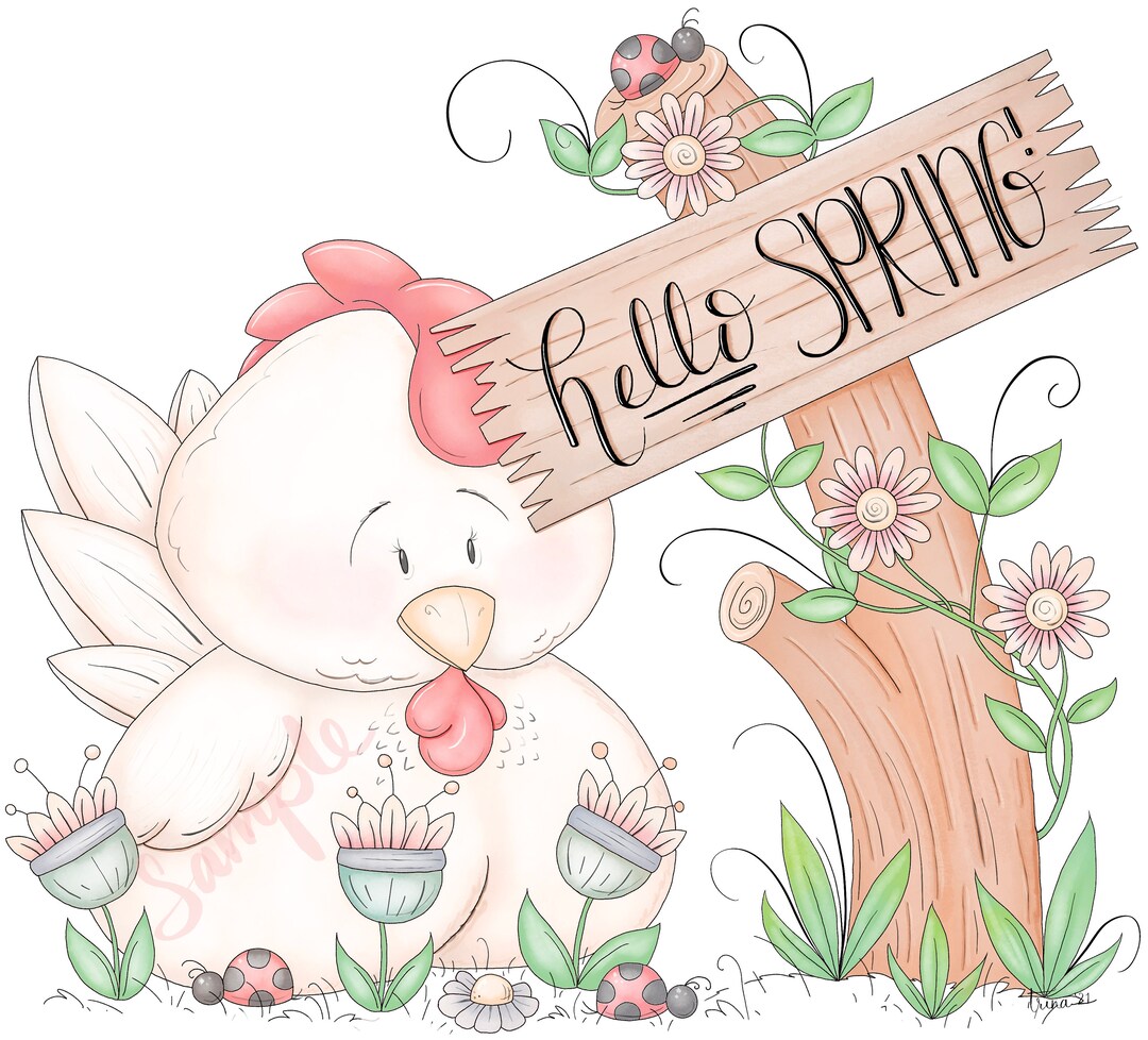 Hello Spring Chick - PNG Clipart Commercial Use Instant Digital ...
