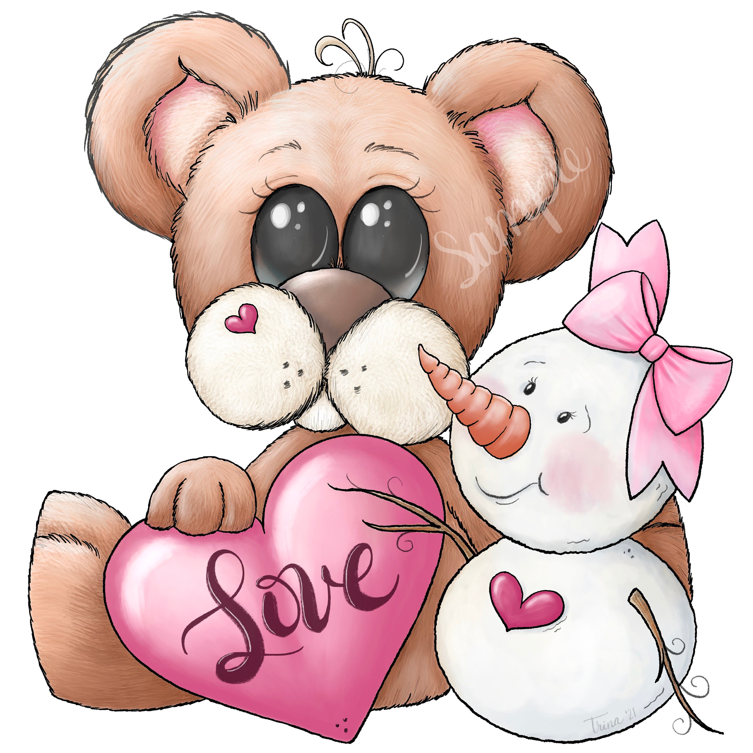 Teddy Bear Snowman Valentines Day PNG Clipart Commercial Use Instant ...