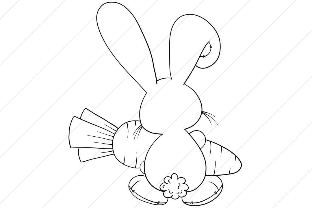 Bunny and Carrot Backside Cut & Color File - SVG, DXF, PNG, Eps for Print or Cut Commercial Use ...