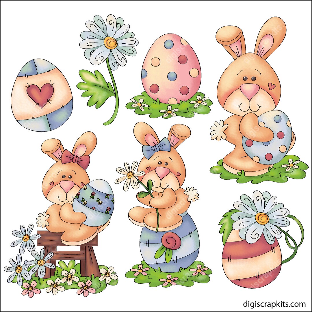 Easter Egg Hunt 1 - Clip Art Designs Graphics Illustrations Sublimation ...
