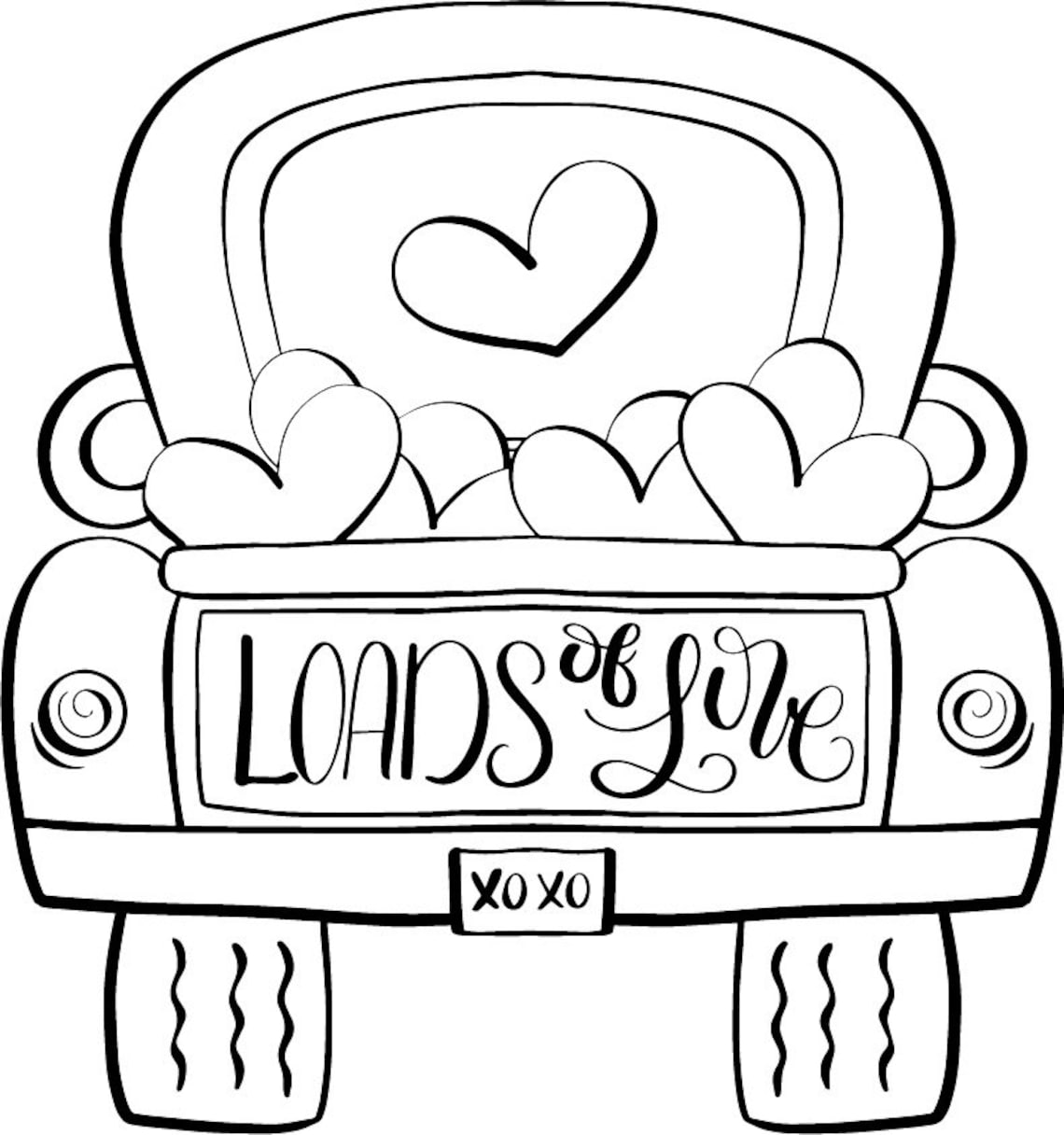 Loads of Love Valentine's Day Truck Cut & Color File - SVG, DXF, PNG ...