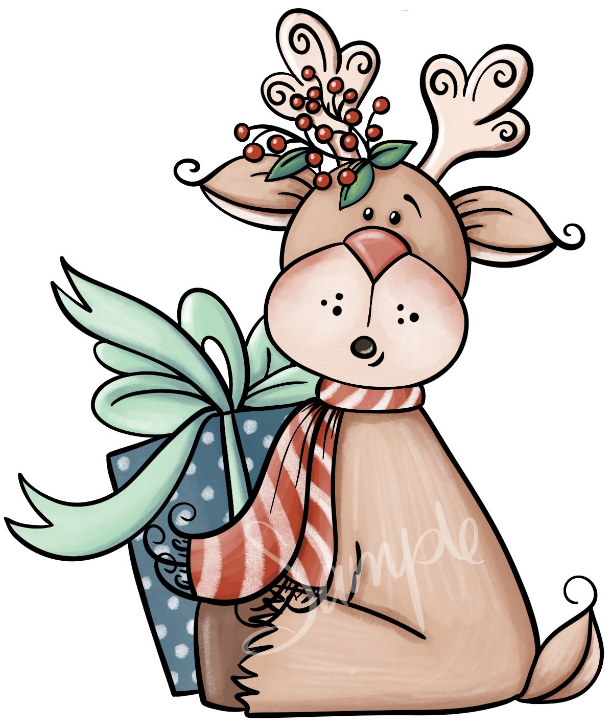 Christmas Reindeer Family Clip Art Designs Graphics - Etsy