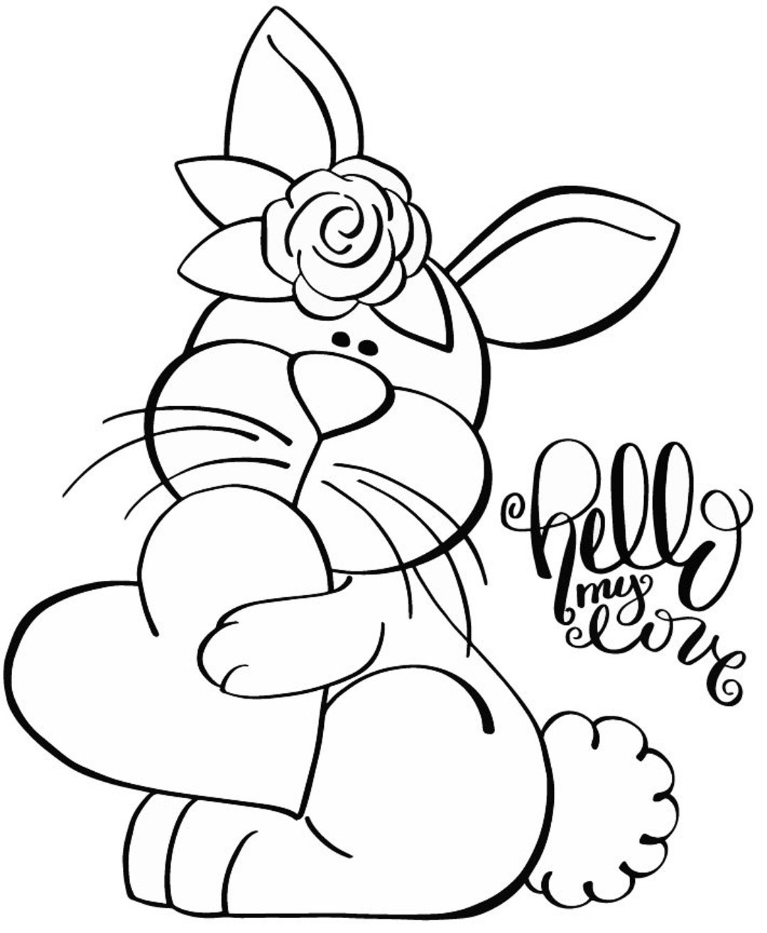 Bunny Love Valentine's Day Cut & Color File - SVG, DXF, PNG, Eps for ...