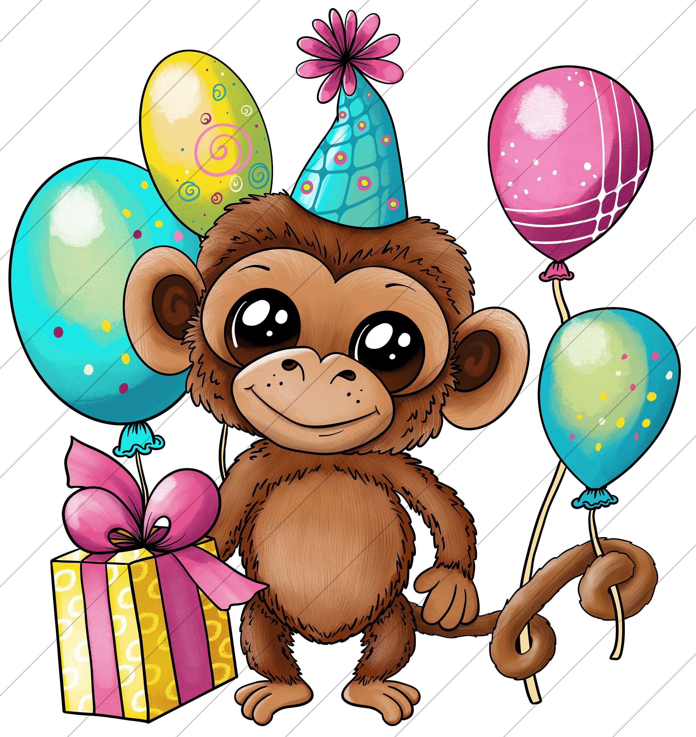 Cute Monkey Birthday Clip Art