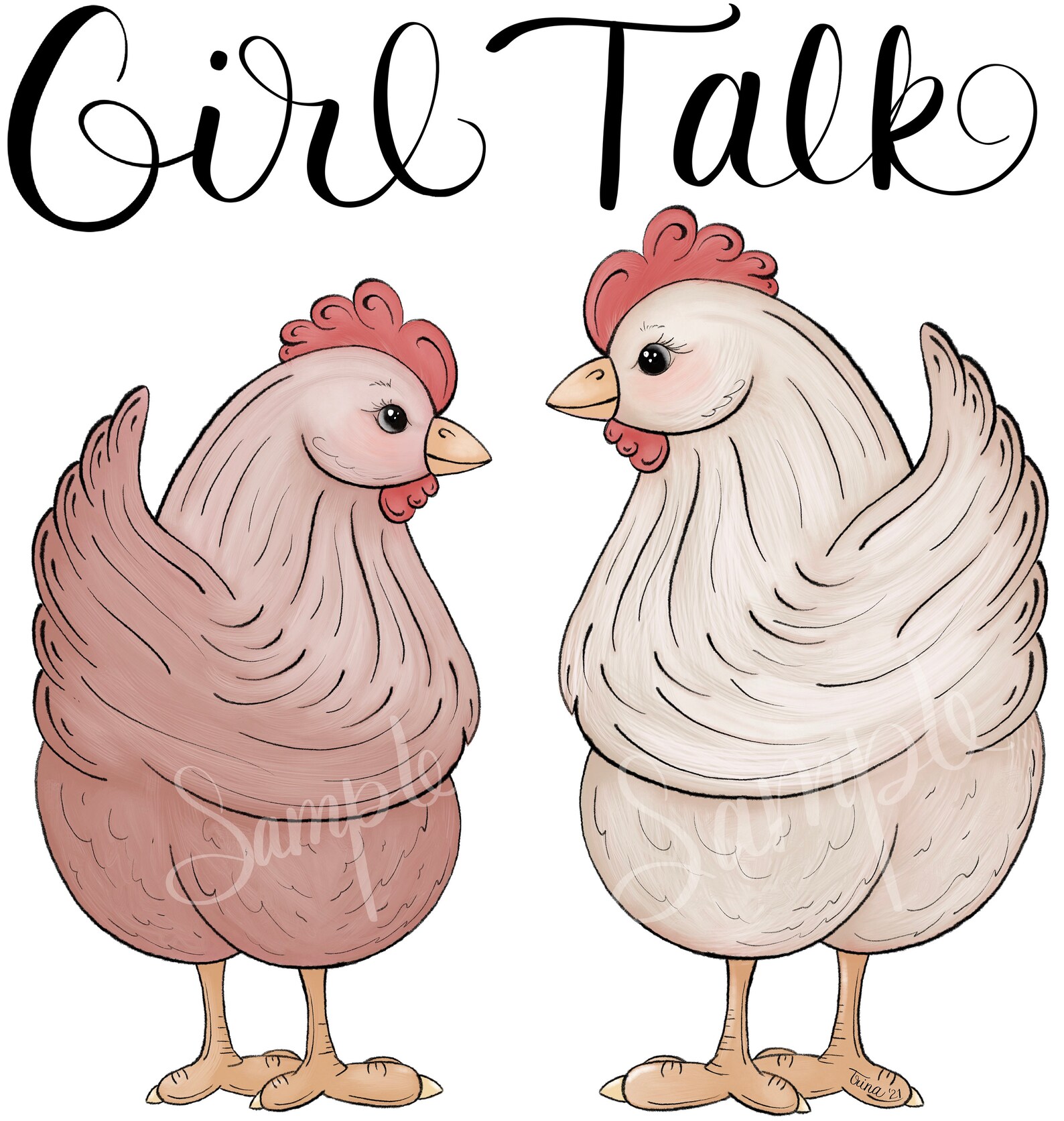 2 for 1 - Girl Talk Hens - PNG Clipart Commercial Use Instant Digital ...