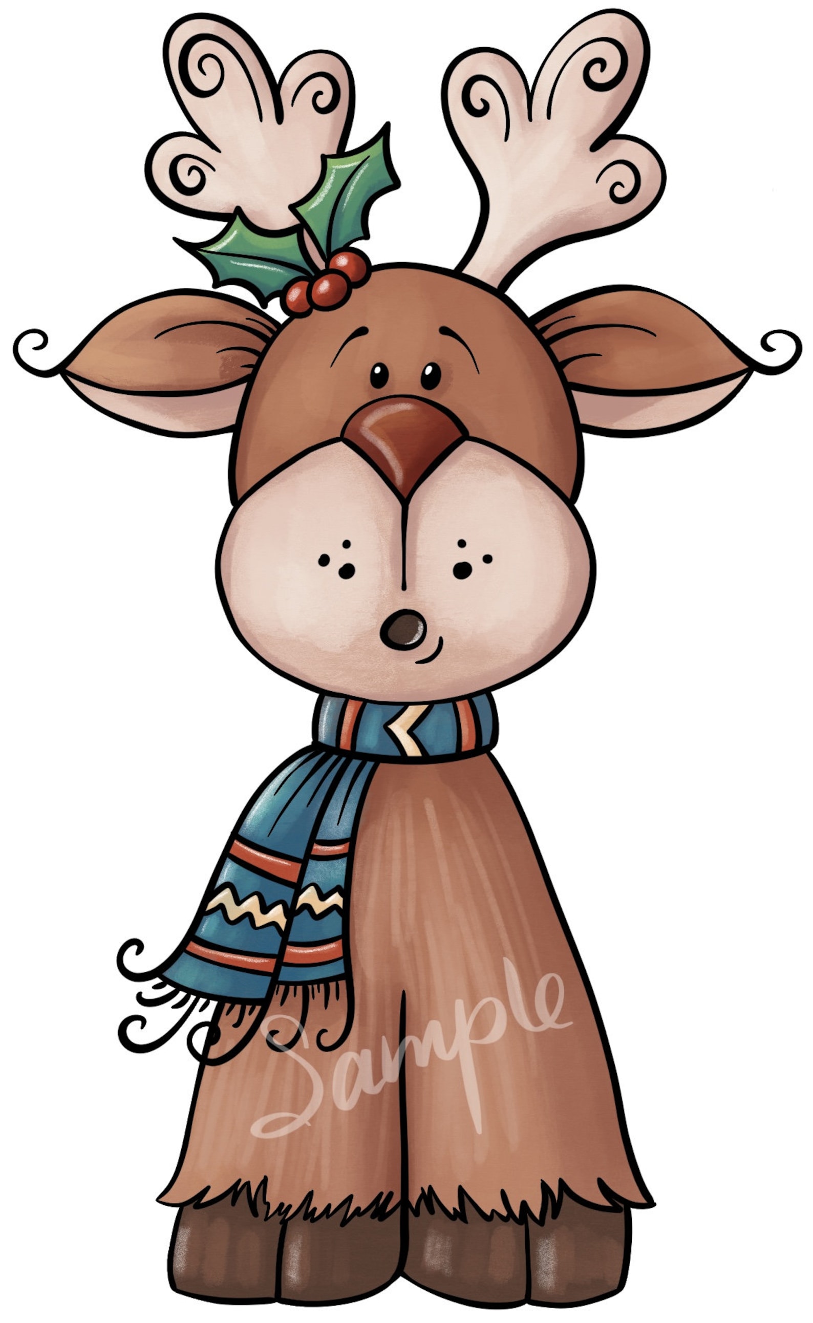 Christmas Reindeer Family - Clip Art Designs Graphics Illustrations ...