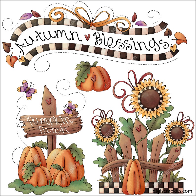 Autumn Blessings 2 - Clip Art Designs Graphics Illustrations ...
