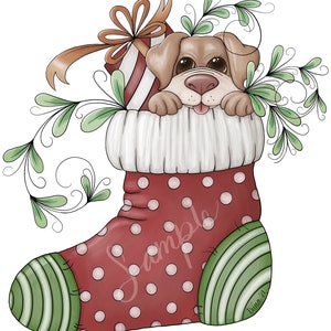 Christmas Stocking Puppy PNG Clipart Commercial Use Instant - Etsy