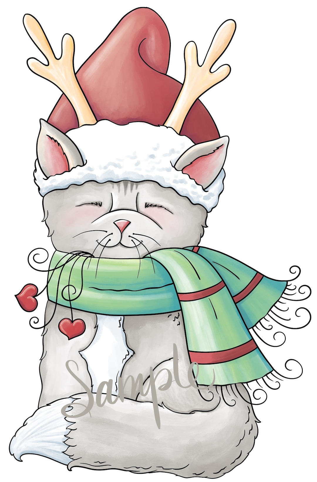 Christmas Kitty Cat - PNG Clipart Commercial Use Instant Digital ...
