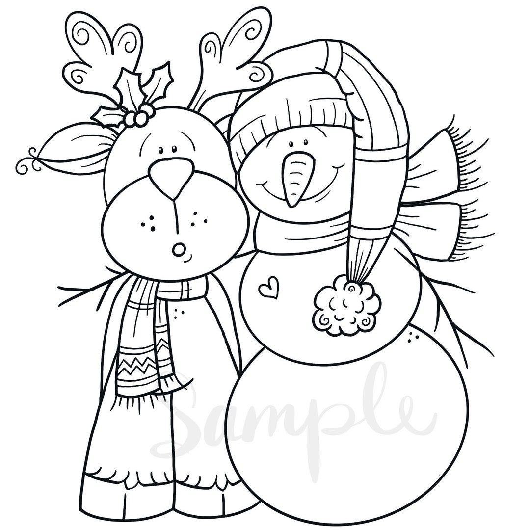 Christmas Reindeer Snowman Black and White - PNG Clipart Commercial Use ...