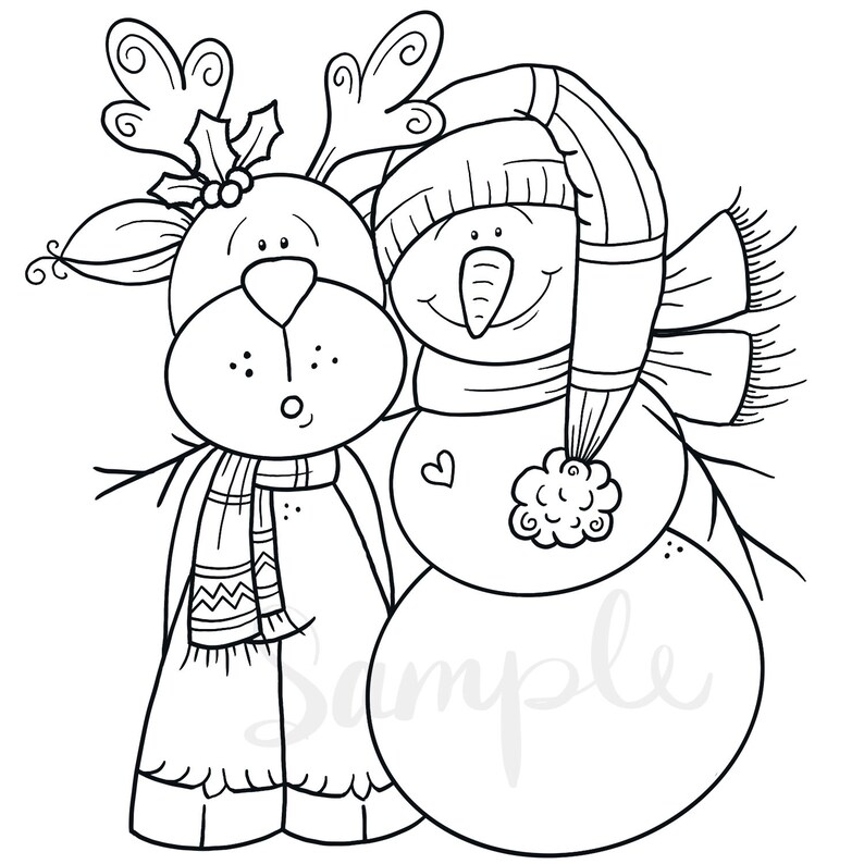 Christmas Reindeer Snowman Black and White - PNG Clipart Commercial Use ...