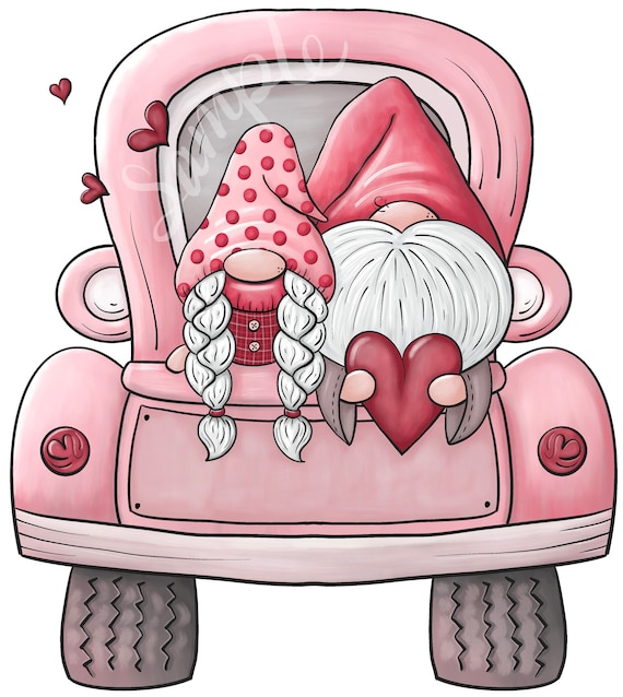 Valentines Day Gnome Couple Truck PNG Clipart Commercial Use | Etsy