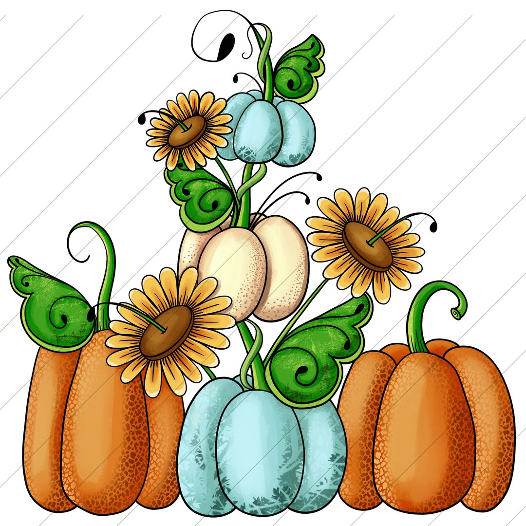 Pumpkins & Sunflowers for Autumn Fall - PNG Clipart Commercial Use ...