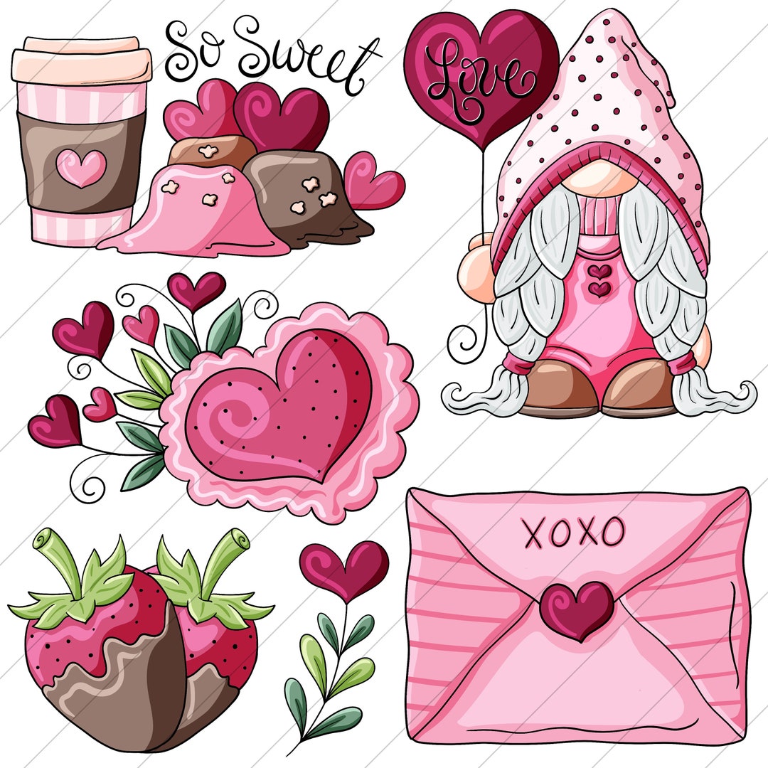 So Sweet Valentine's Day Girl Gnome-clip Art Designs Graphics ...