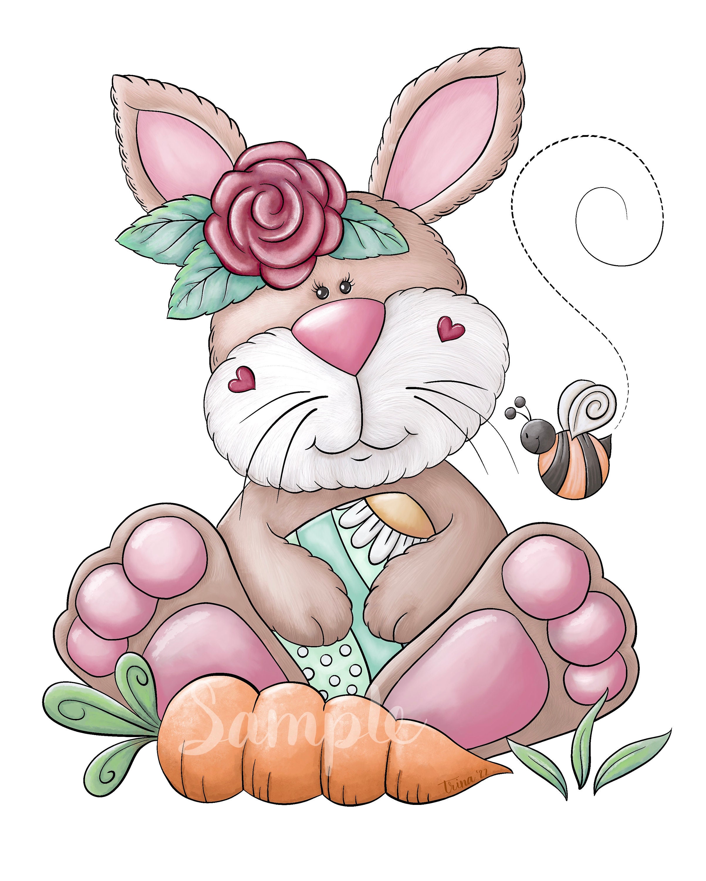 Spring Bunny Rabbit Belle PNG Clipart Commercial Use Instant - Etsy