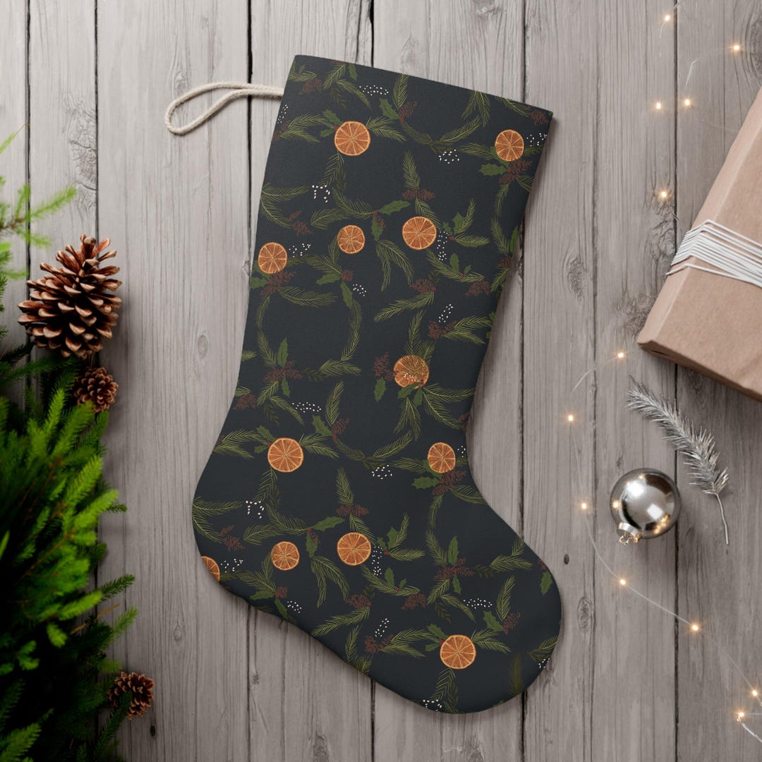 Santa Stocking, Custom Winter Citrus Print, Christmas Decor, Holiday ...