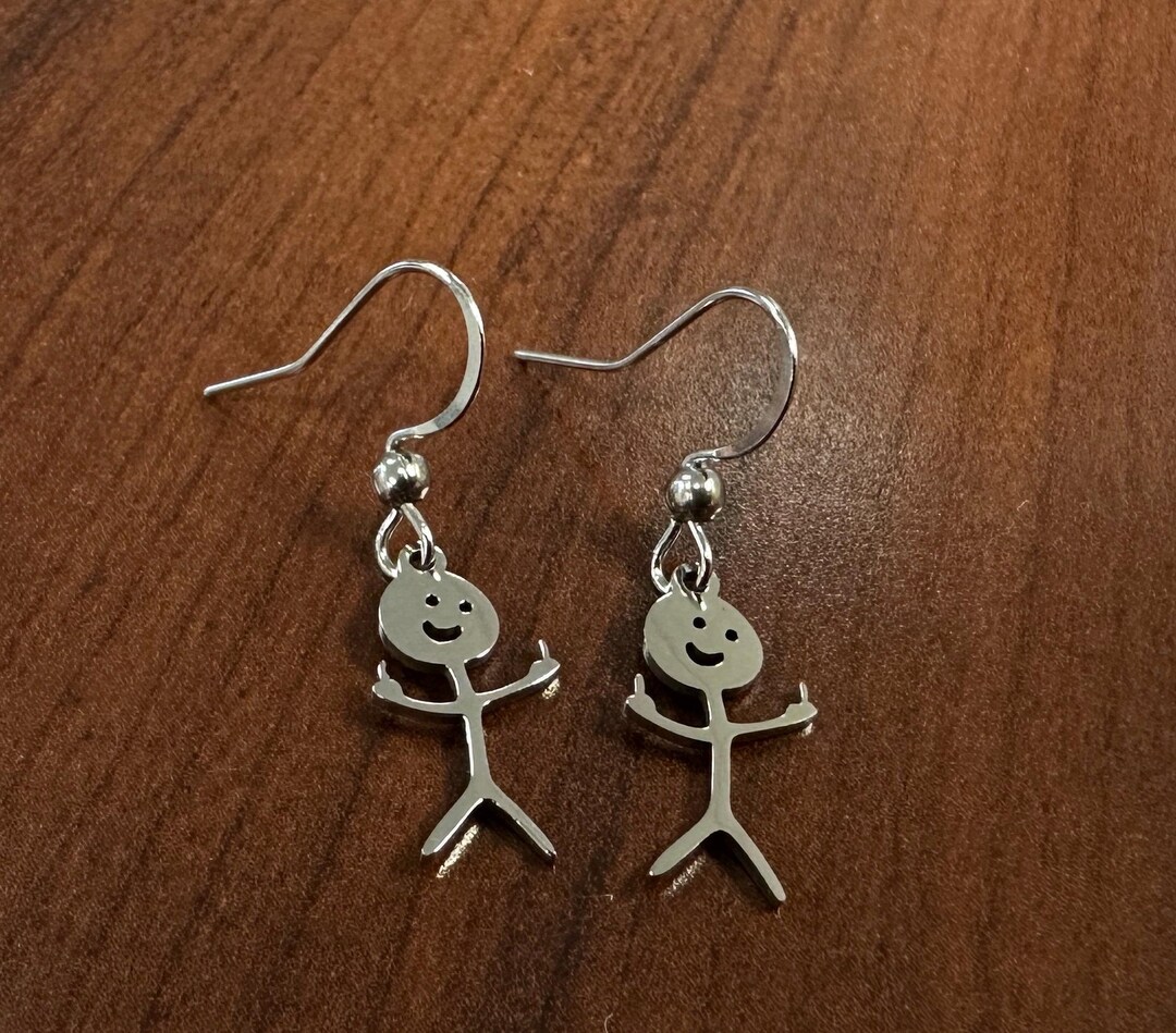 Tiny Middle Finger Stick Figure Earrings - Etsy