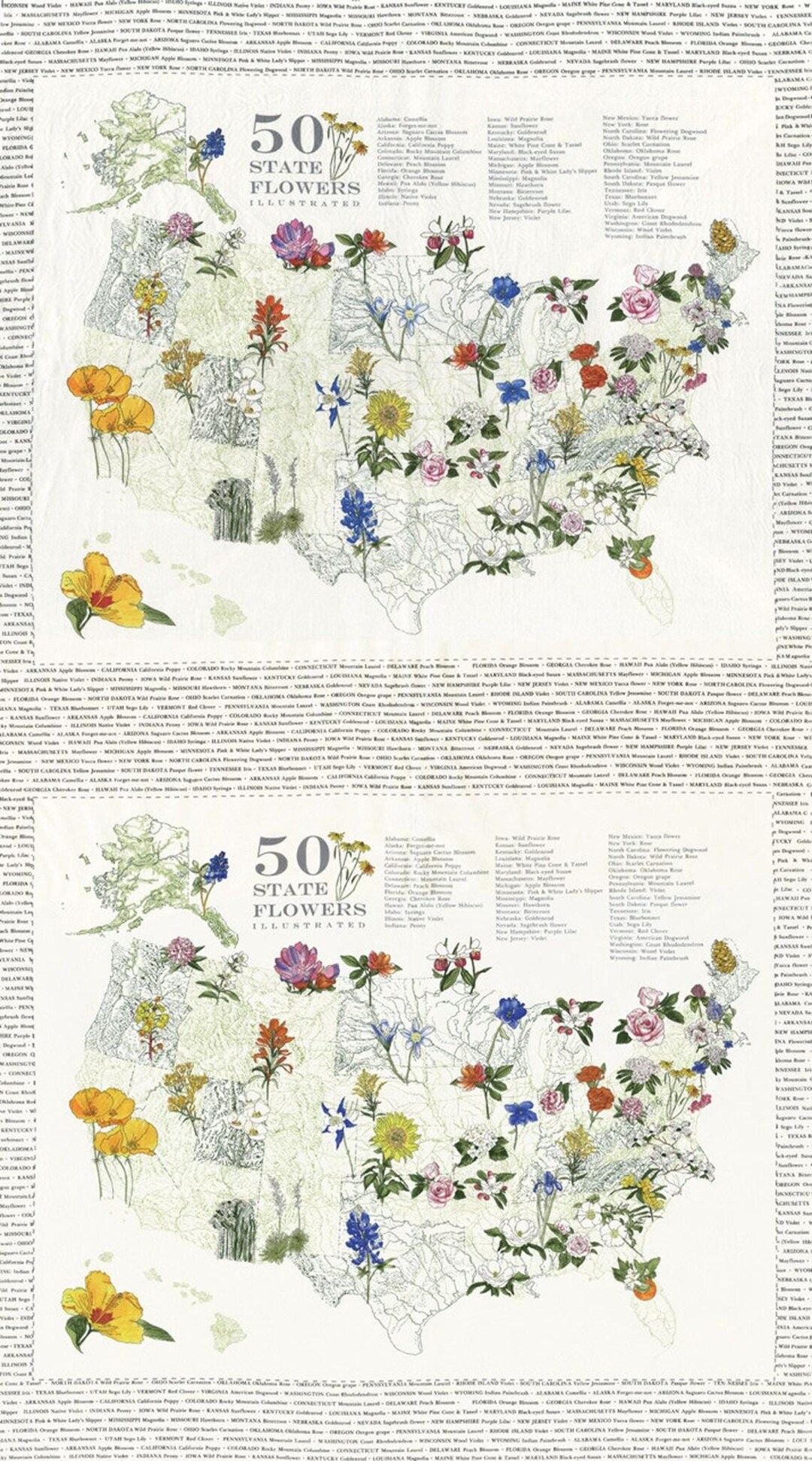 50 States Floral Panel #31 - Etsy