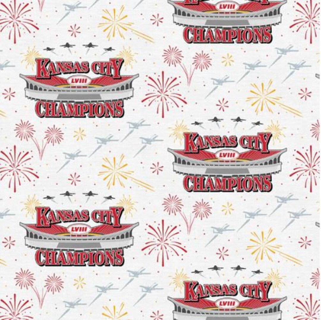 KC Chiefs Champions Football Stadium Cotton Quilting Fabric by Paint ...