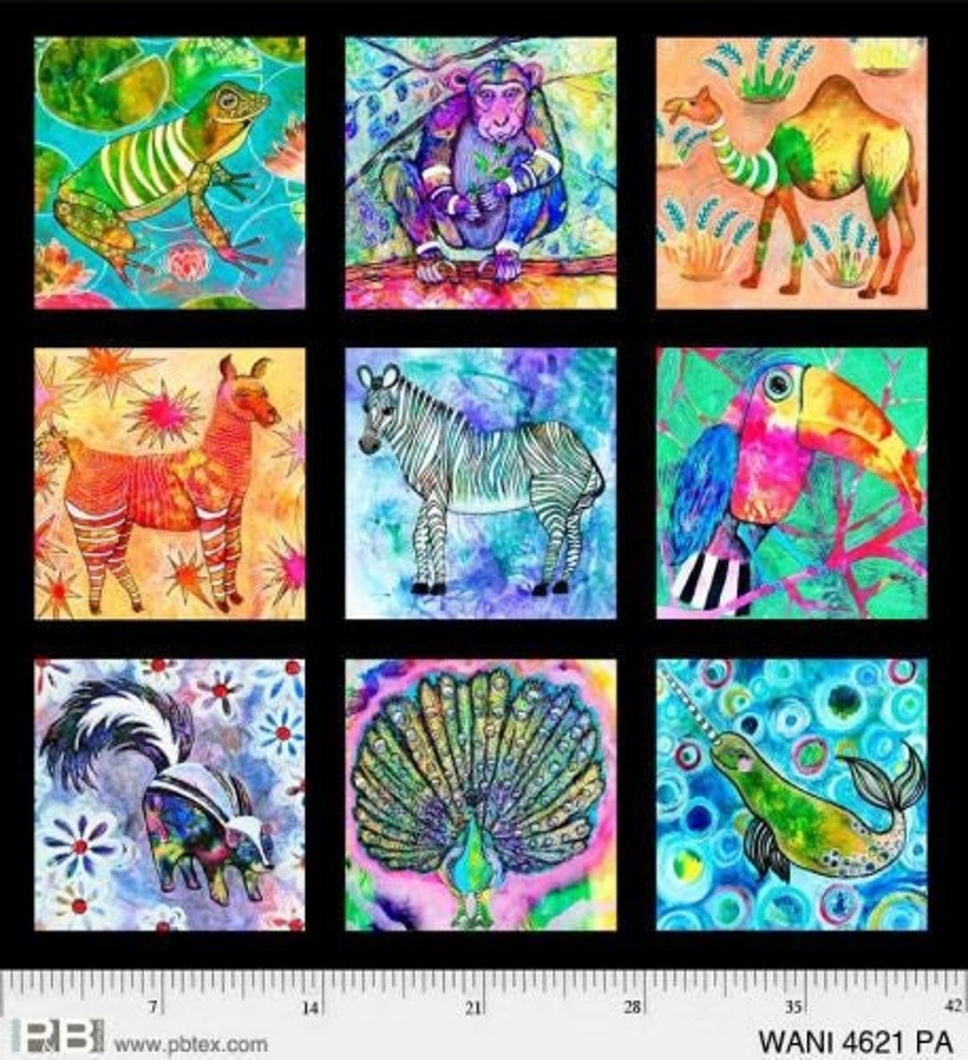Wild Animals Fabric Panel by KG Art Studio - Etsy