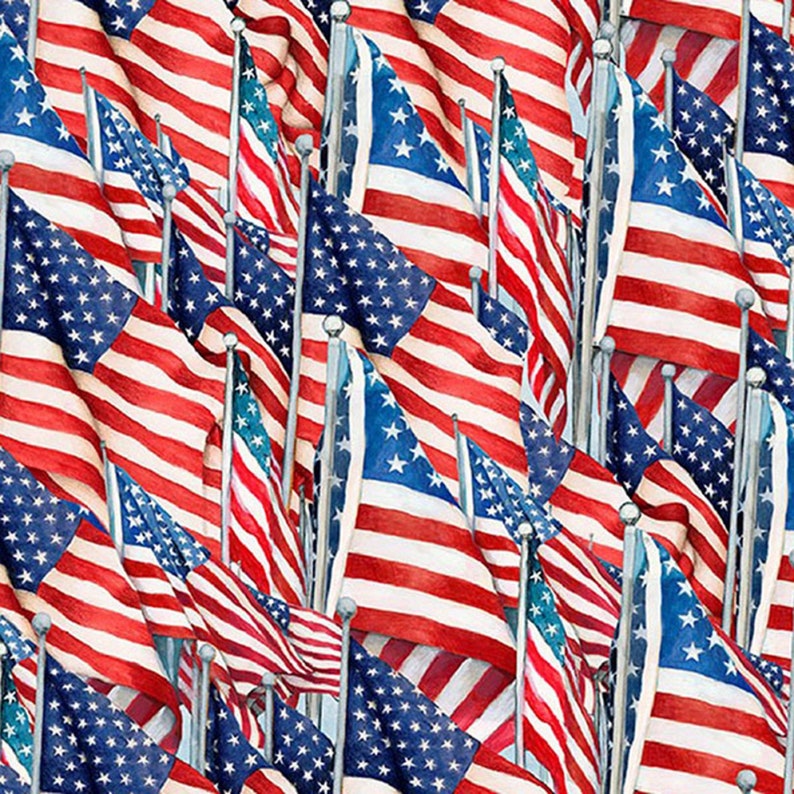 American Flag Toss Fabric by Susan Winget | Etsy
