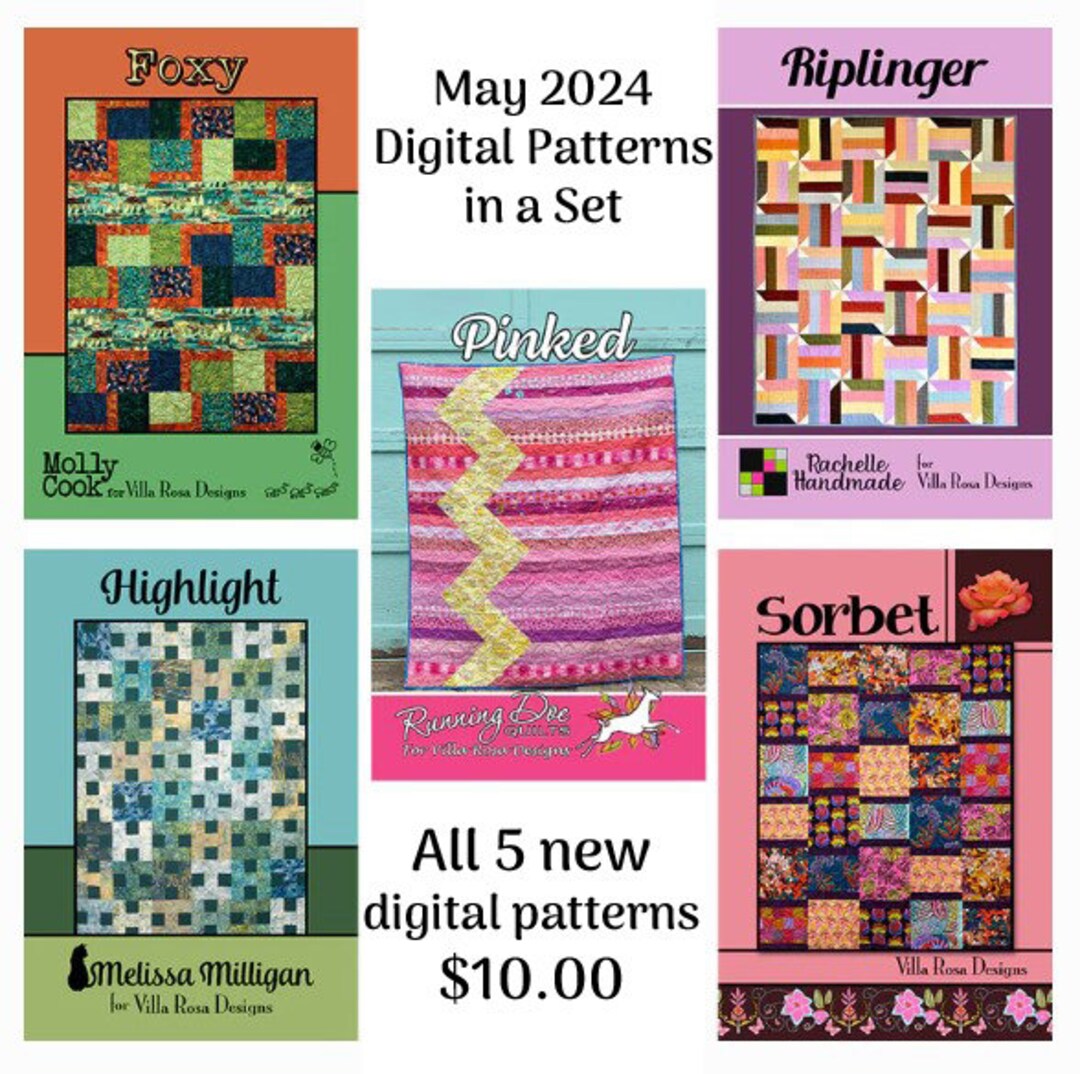 May 2024 PDF Quilt Pattern Collection of 5 Digital Patterns by Villa ...