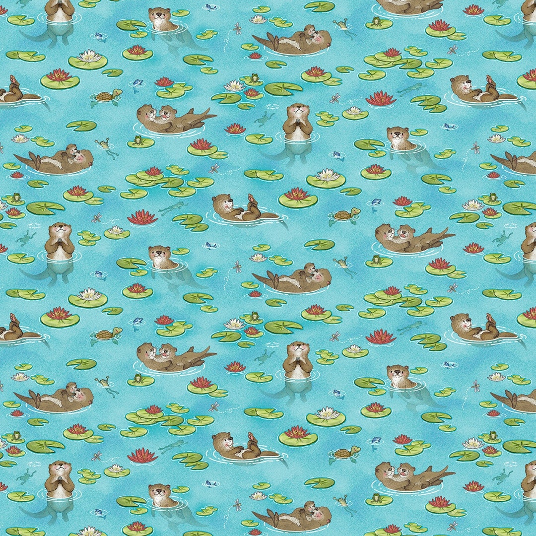 River Romp Otter Cotton Fabric by Sharon Kuplack for Henry Glass - Etsy