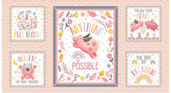 Porkopolis Fabric Panel by Diane Eichler Adorable When Pigs - Etsy