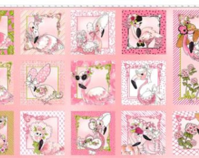 Pink Flamingo Fabric Panel by Loralie Designs - Etsy