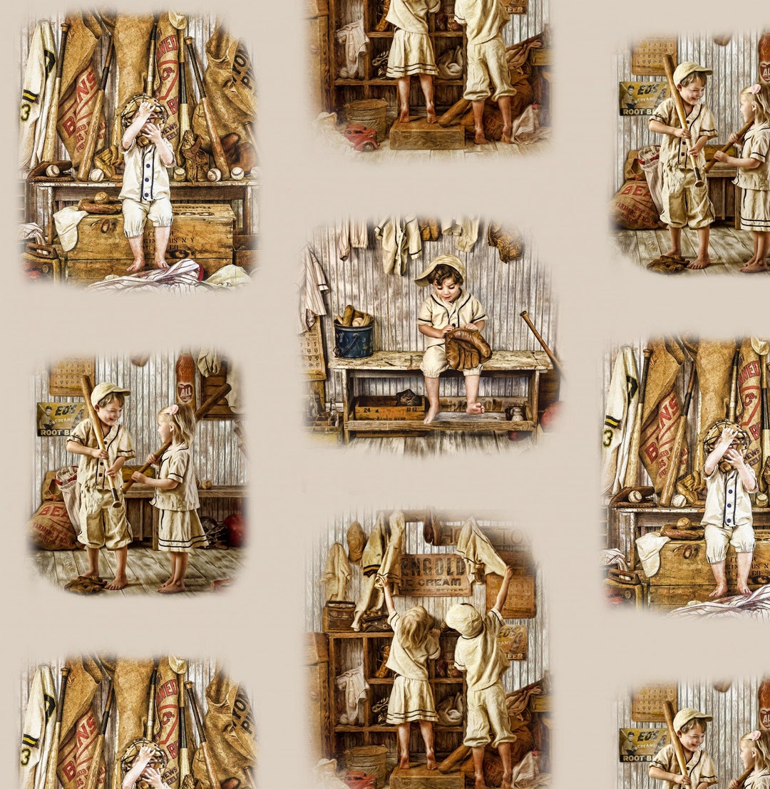 Sepia Children Baseball Toile Cotton Quilting Fabric - Etsy