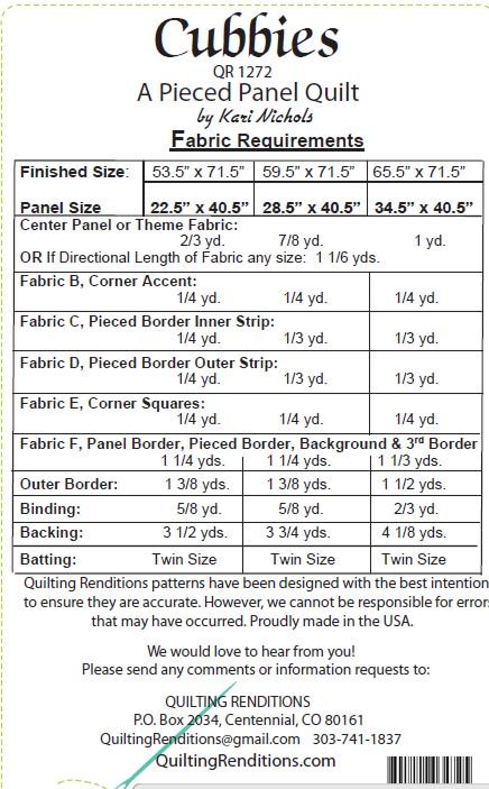 Cubbies PDF Quilt Pattern by Quilting Renditions - Etsy