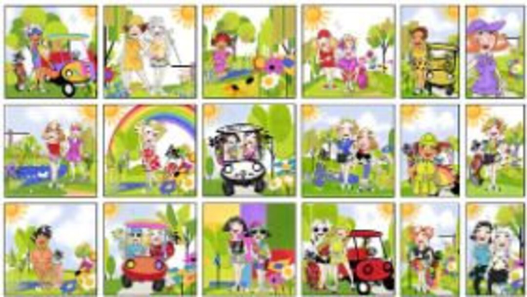 Happy Golf Girlsl Fabric Panel by Loralie Designs - Etsy