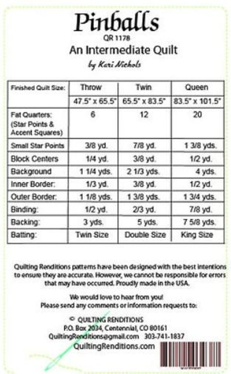 Pinballs PDF Download Quilt Pattern by Quilting Renditions - Etsy