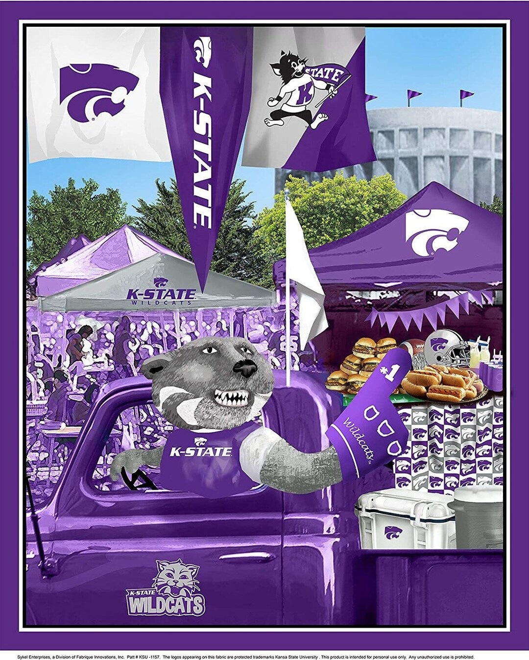 K-state Wildcat NCAA College Tailgate Fabric Panel #100 - Etsy