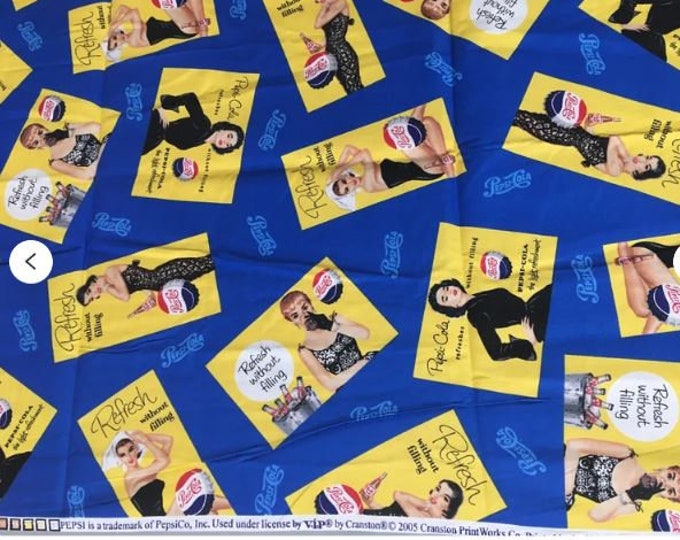 Vintage Pepsi Girls on Blue Background Quilting Cotton Fabric by ...
