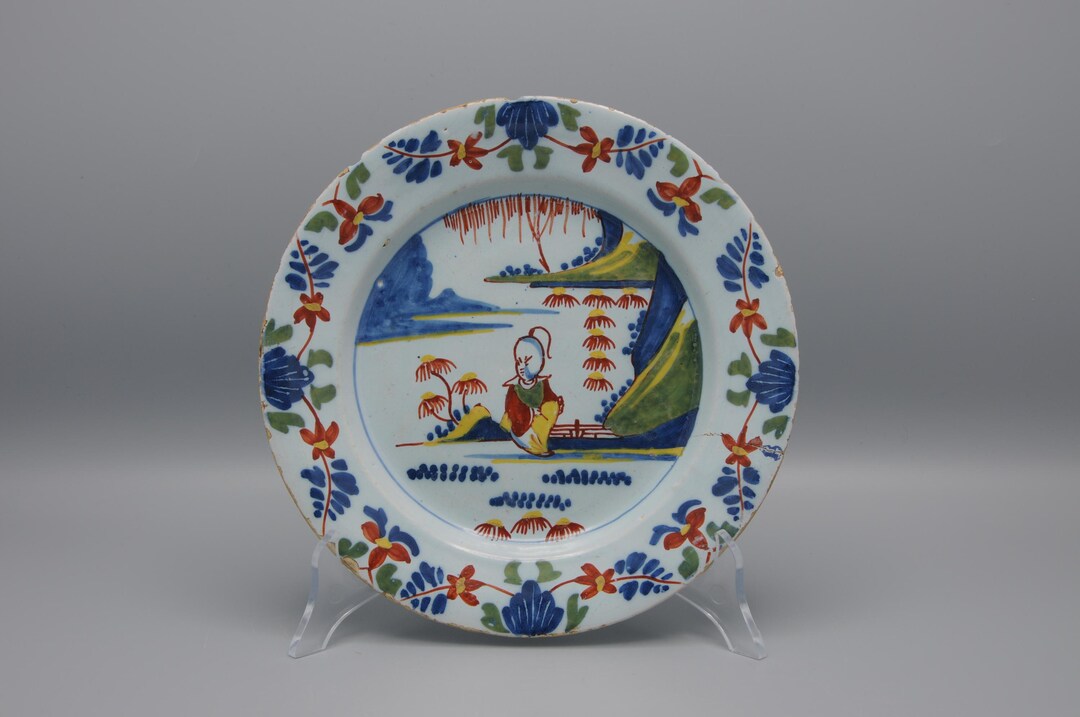 Lambeth London - English Delftware Chinoiserie Plate, Mid 18th Century ...