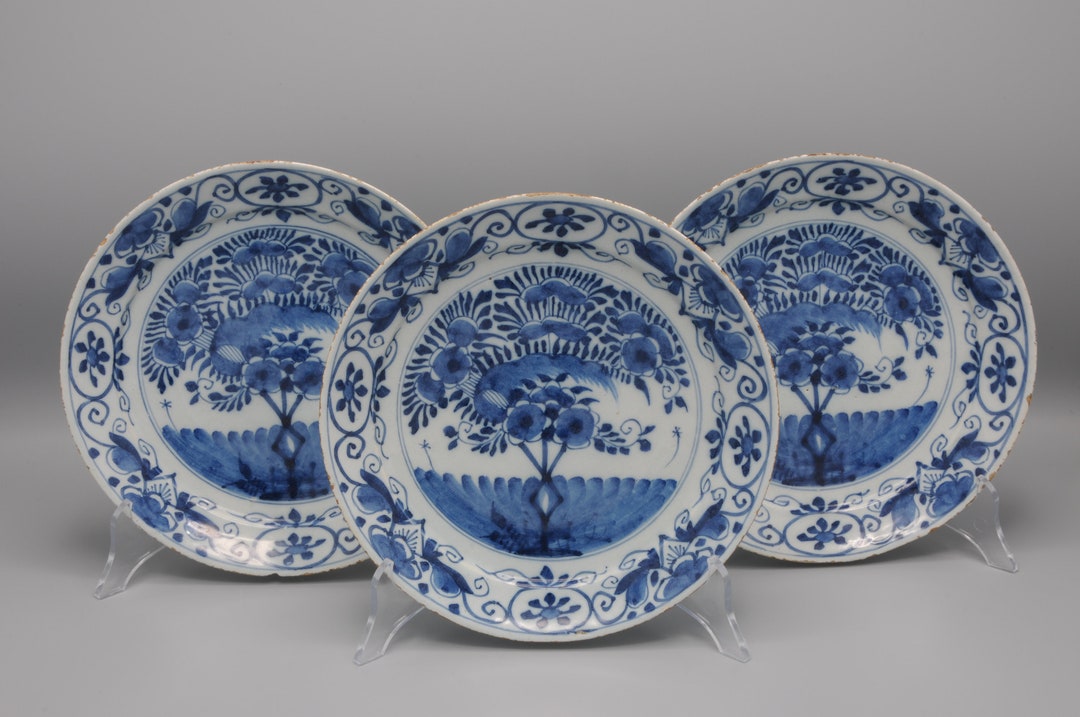 Delft Blue Set of 'tea Tree' Plates Mid 18th Century - Etsy