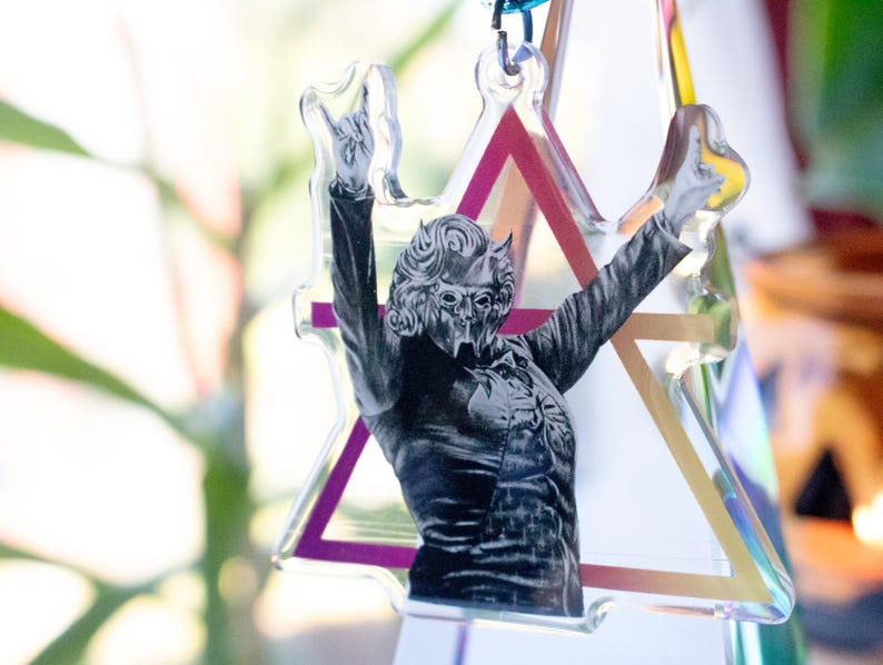 Cumulus Ghoul Acrylic Keychain, Iridescent Bat Clasp - Etsy