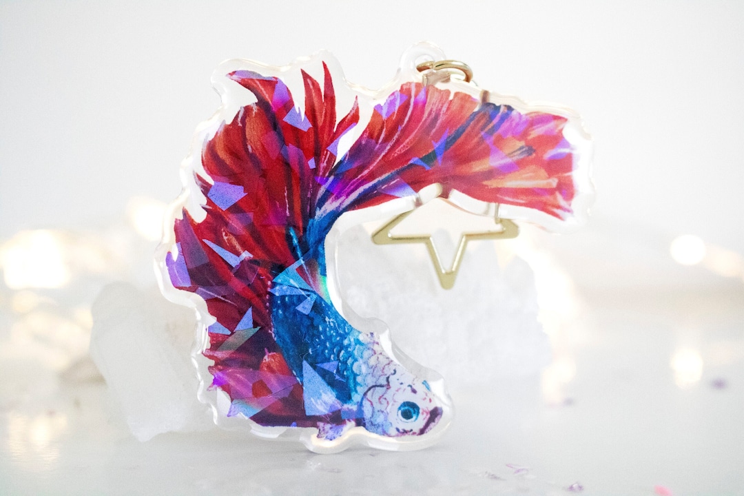 Betta Fish Keychain Gift for Friend Keychain for Animal Lover Birthday ...