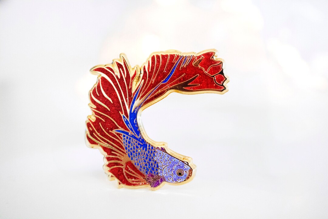 Betta Fish Enamel Pin – Gold Plated Siamese Fighting Fish Badge - Etsy