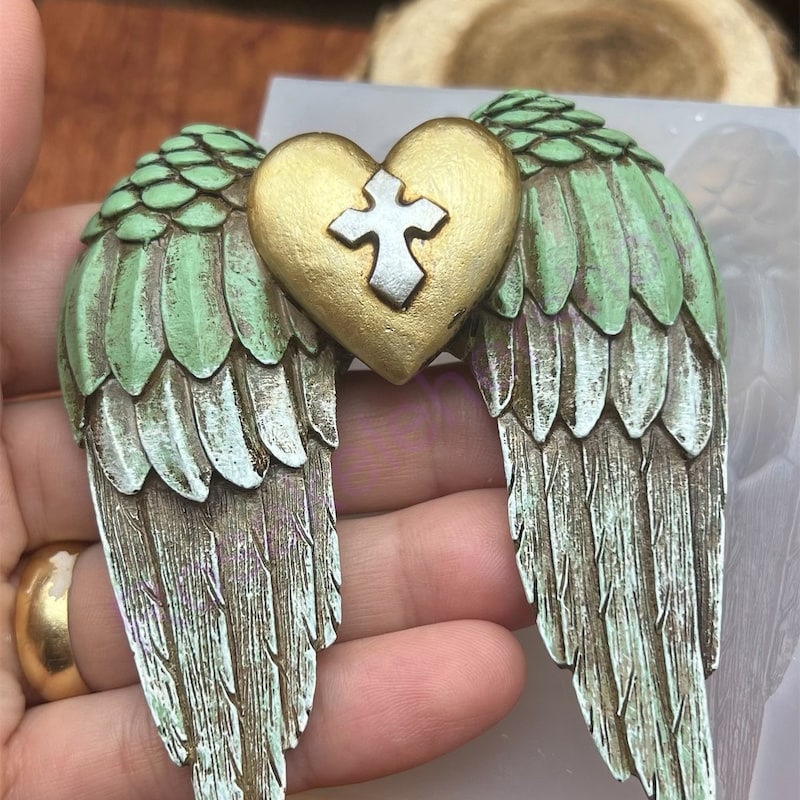 Feather in Resin Heart - Etsy