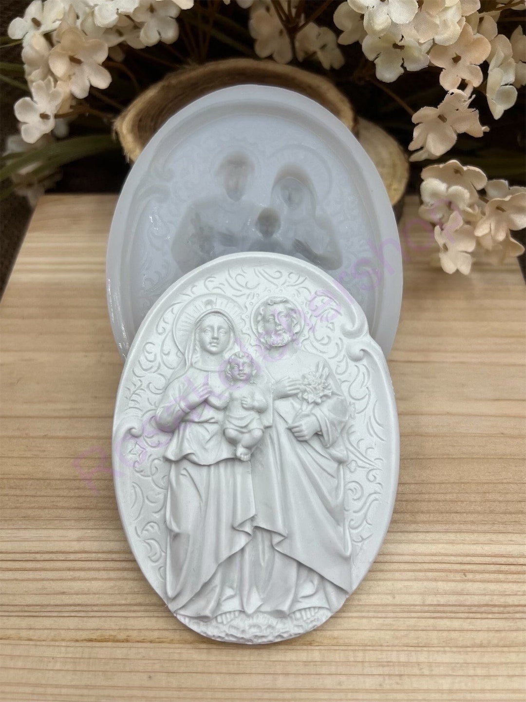 HOLY FAMILY Oval Cameo Jesus-mother Mary and Joseph Silicone Mold ...