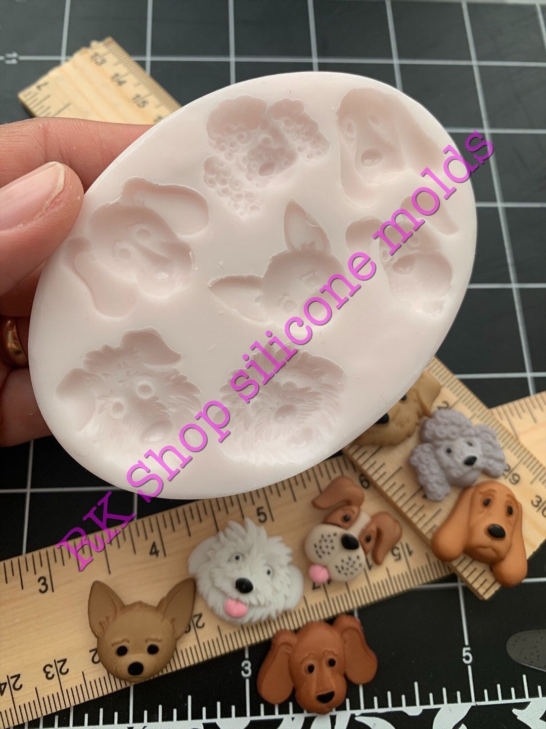 Dogs Faces Silicone Mold Size Small for Fondant-resin-handcrafts ...